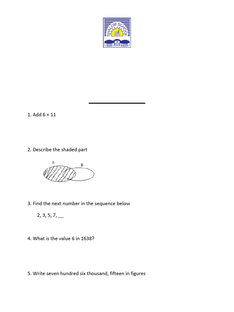 P6 Mathematics Quiz Questions For P.6 | PDF | Arithmetic | Numbers