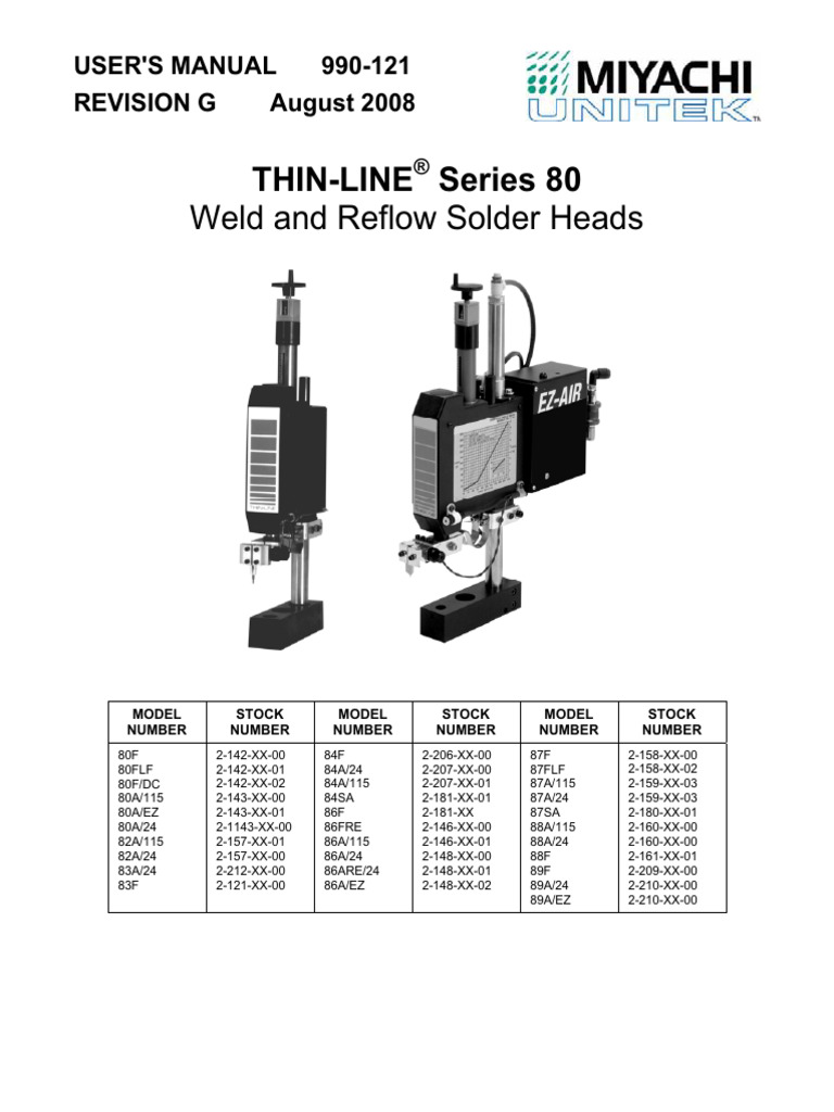 Weld and Reflow Solder Heads: Thin-Line Series 80 | PDF | Valve | Welding