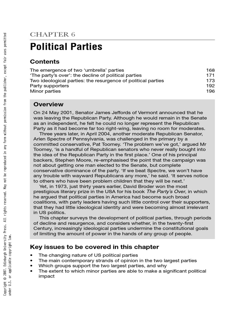 US Government and Politics - Chapter 6 - Political Parties | PDF ...