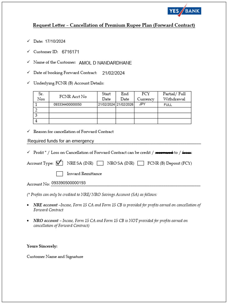 PRP Cancellation Request Letter-Mr - ANMOL | PDF