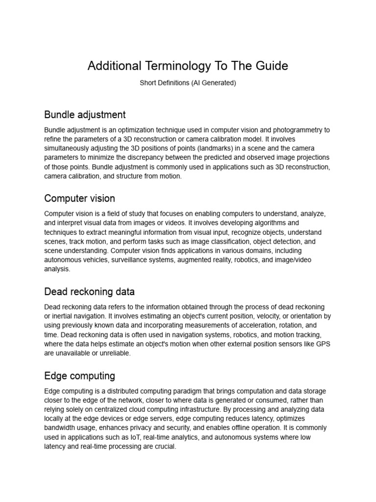 Additional Terminology To The Guide (Short Definitions) | PDF ...
