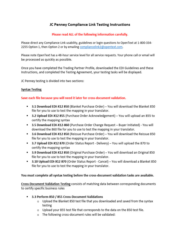 JC Penney Compliance Link Testing Instructions | PDF | Software ...