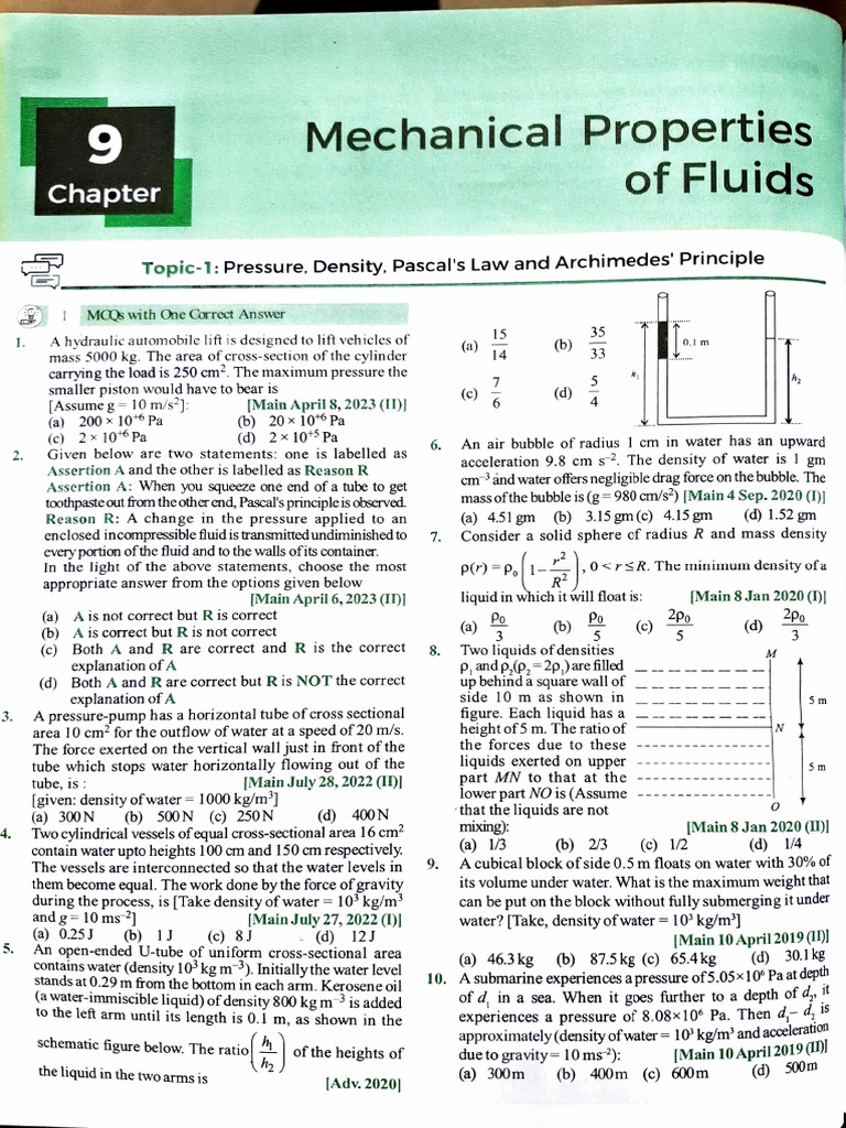 fluid mechanics pyq | PDF | Pressure | Liquids