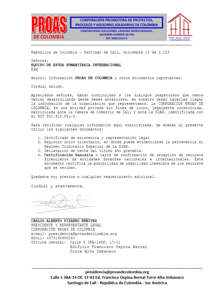 Oficio Informativo Corporación PROAS - AH | PDF | Política | Ciencias ...