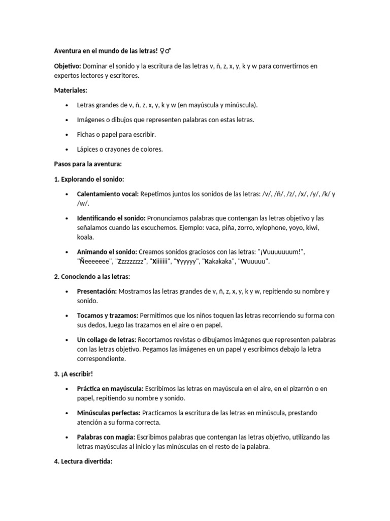 Aventura en el Mundo de las Letras | PDF | Escritura