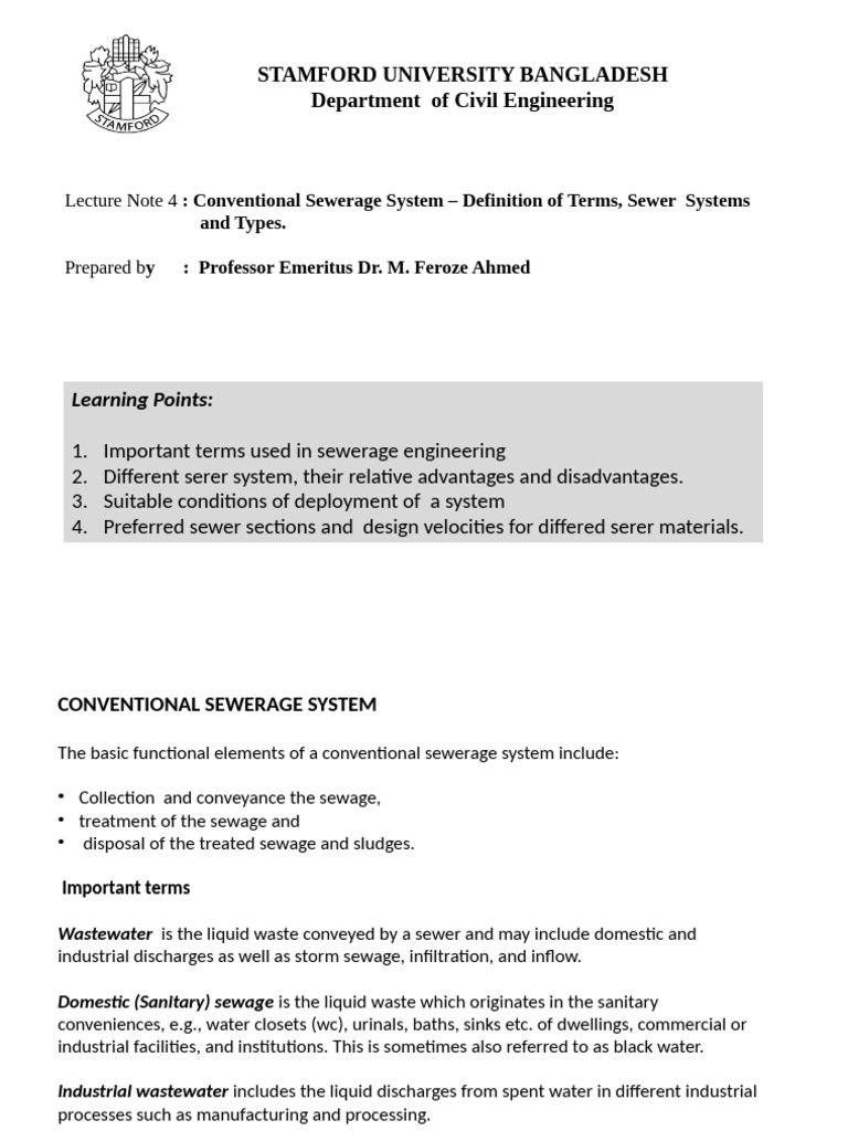 Conventional Sewerage Systems Guide | PDF | Sanitary Sewer | Sewage