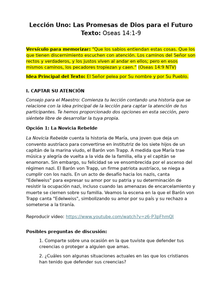 Lecci N 1 Las Promesas de Dios para El Futuro Oseas | PDF | Pecado | Perdón