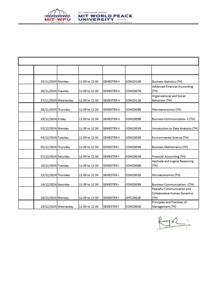 Commerce Exam Schedule Nov-Dec 2024 | PDF | Business Economics | Business
