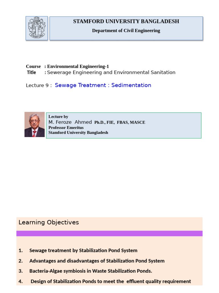 Lecture 10 - Waste Stabilization Pond | PDF | Waste Treatment Technology | Hydrology