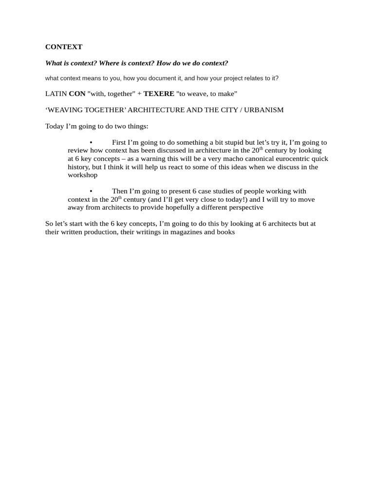 CONTEXT LECTURE | PDF