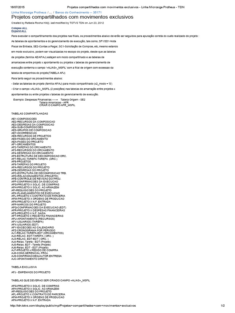 Projetos Compartilhados Com Movimentos Exclusivos - Linha Microsiga ...