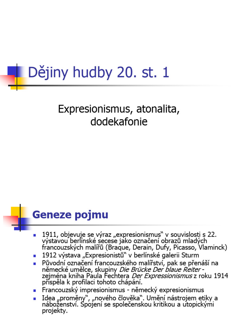 Dějiny Hudby - Expresionismus, Atonalita | PDF
