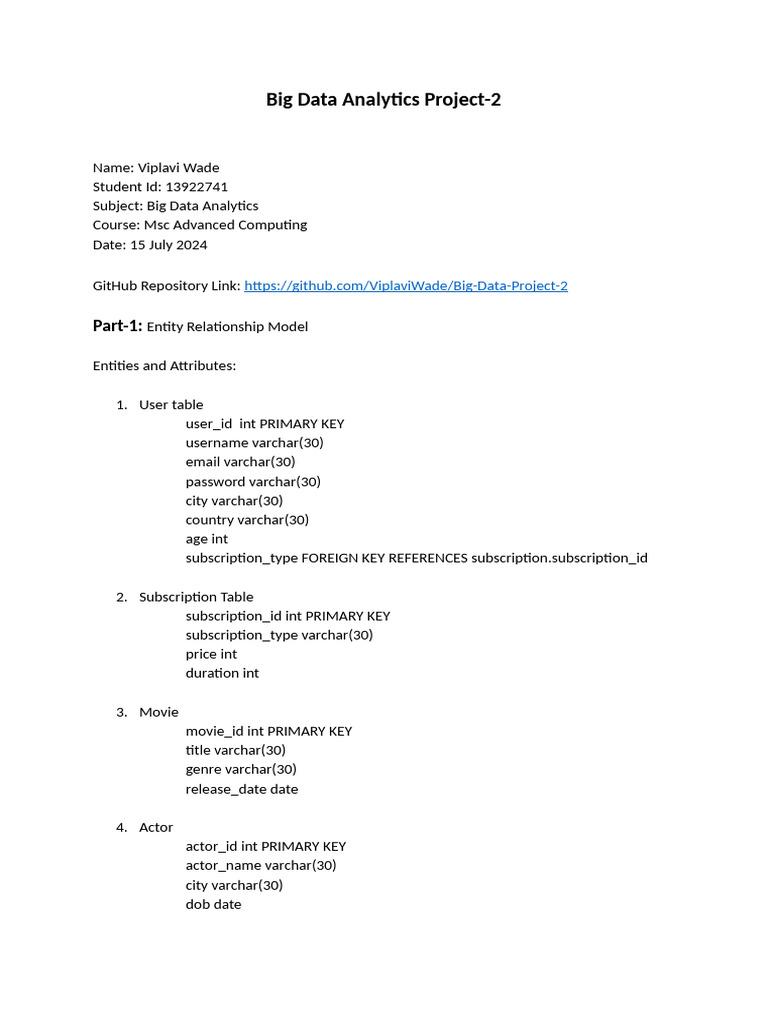 Big Data Project-2 Report | PDF | Databases | User (Computing)