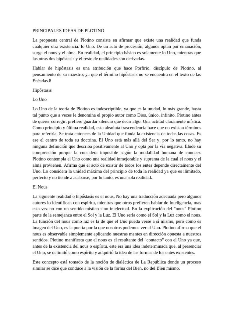 Principales Ideas de Plotino | PDF | Relaciones personales, crianza y desarrollo personal