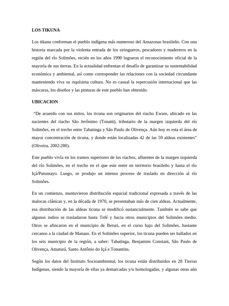 Cultura y vida de los Tikuna en Amazonas | PDF