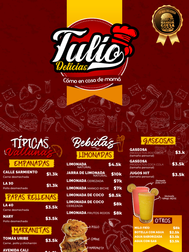 Menu Tulio Delicias - Compressed | PDF | Hamburguesas | Salchicha