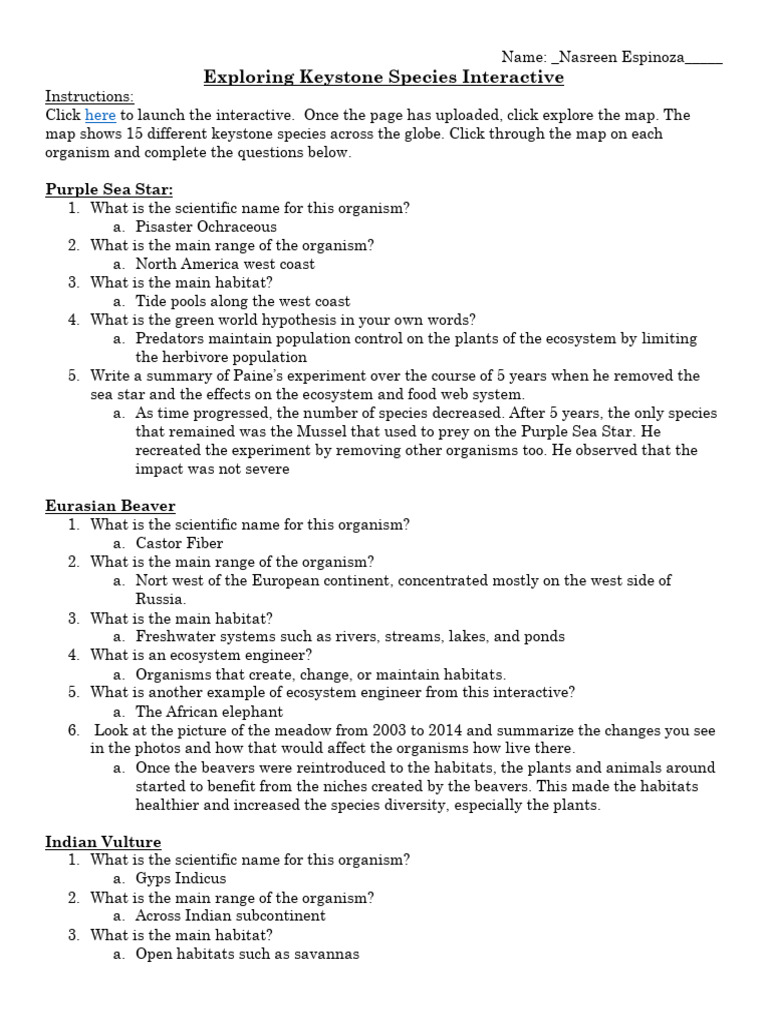 Keystone Species Interactive Guide | PDF | Habitat | Systems Ecology