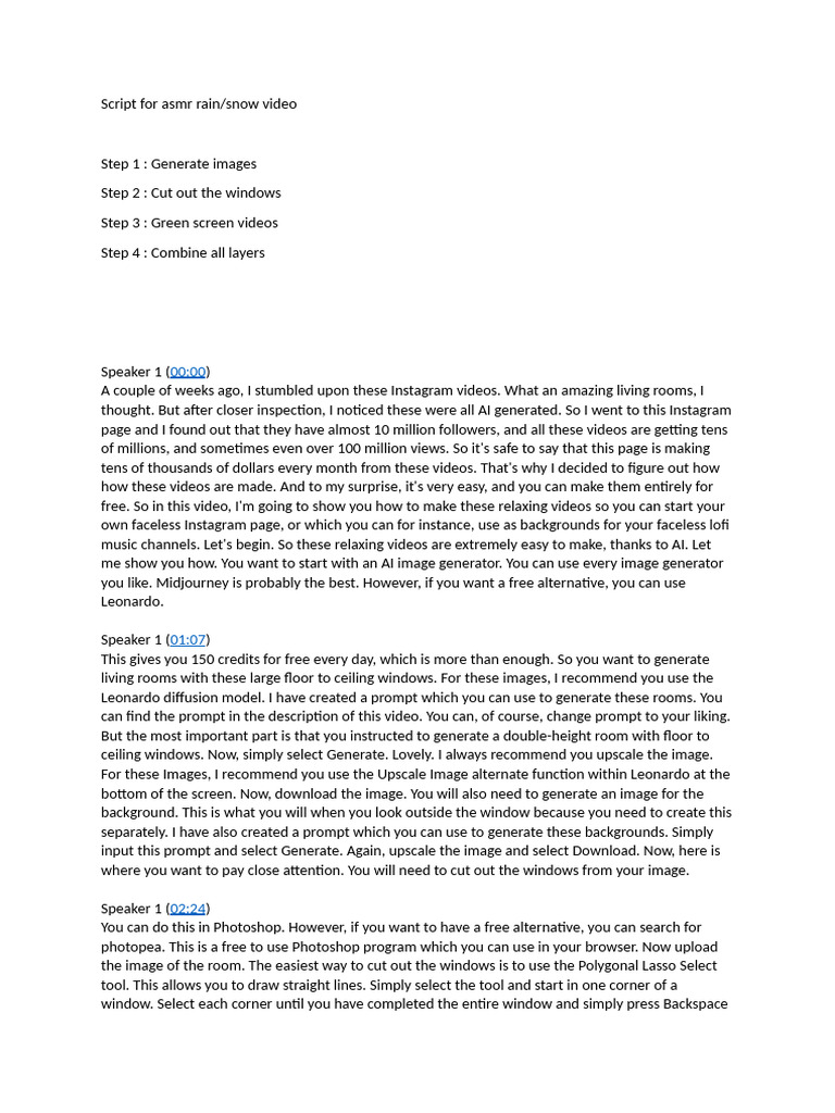 Script for asmr rain | PDF | You Tube | Video