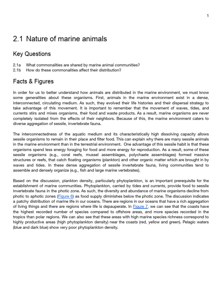 2.1 Nature of Marine Animals | PDF | Oceans | Environmental Engineering