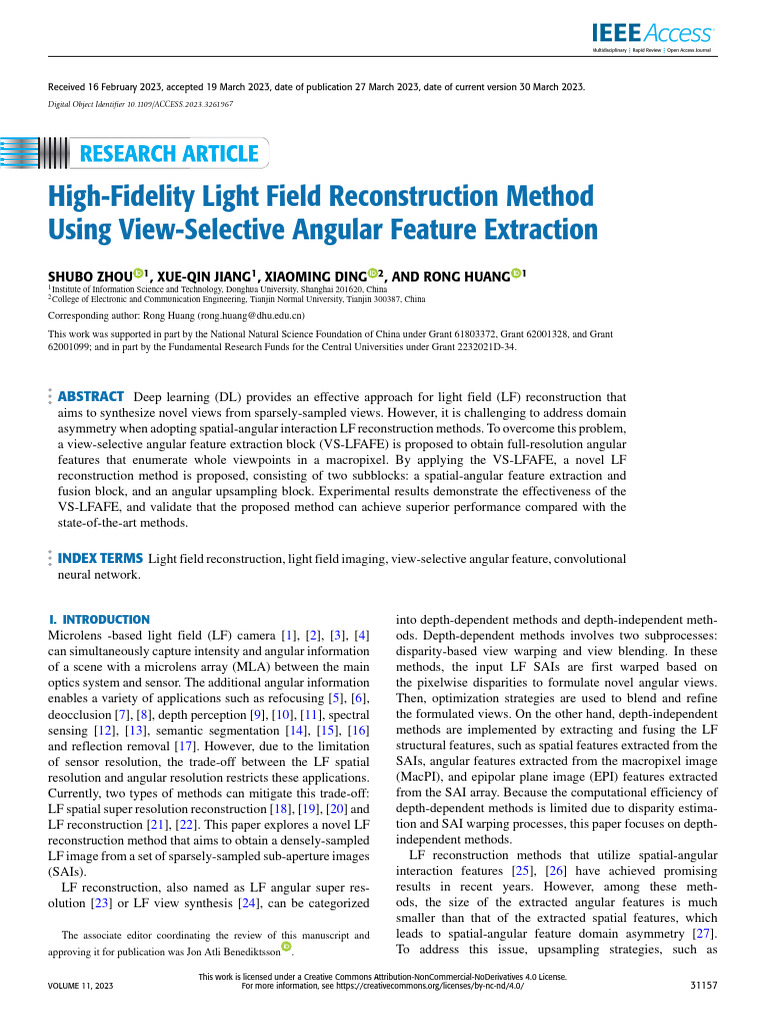 High-Fidelity Light Field Reconstruction Method Using View-Selective Angular Feature Extraction ...