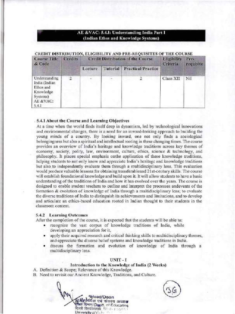 5.4.1 AE & VAC Understanding India Part 1 Indian Knowledge System | PDF