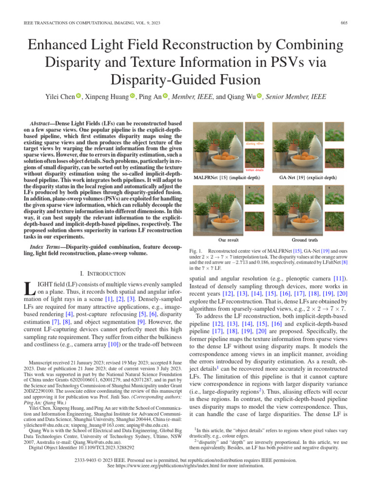 Enhanced Light Field Reconstruction by Combining Disparity and Texture ...