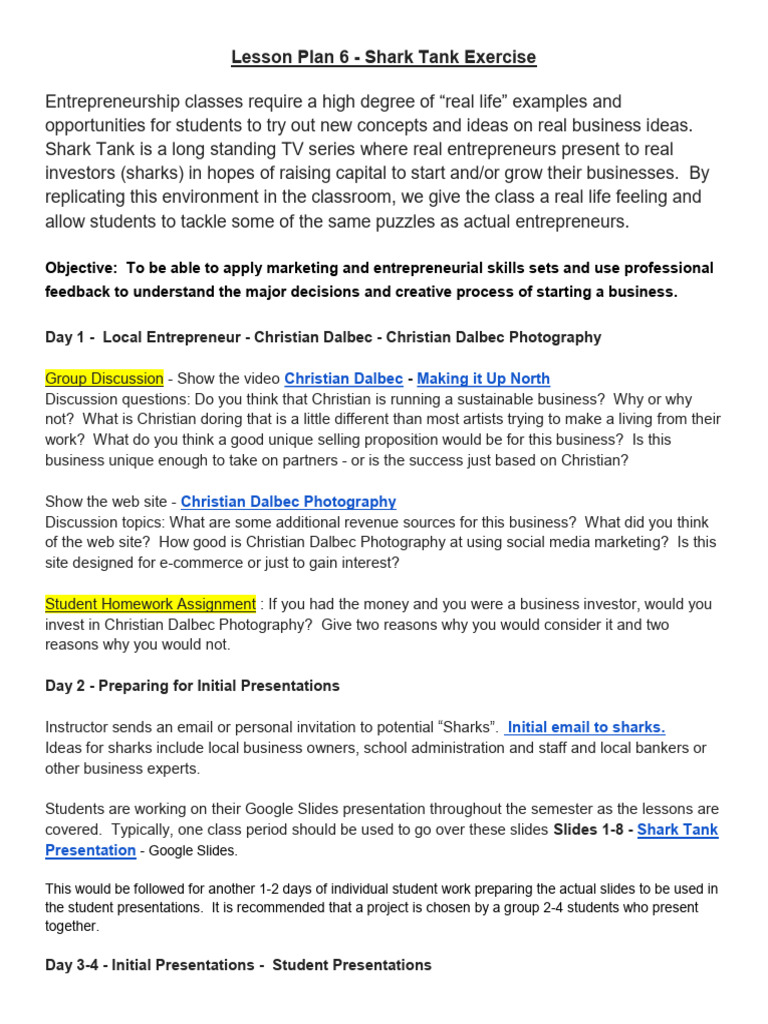 6-Business_Shark_Tank | PDF | Entrepreneurship | Information