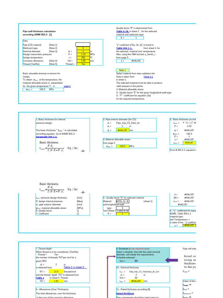 Pipes. Wall Thickness Calculation According ASME B31.3 | PDF | Pipe (Fluid Conveyance) | Materials