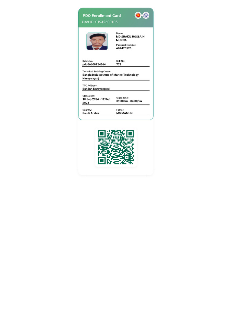 Enrollment Card 3139782-1 | PDF