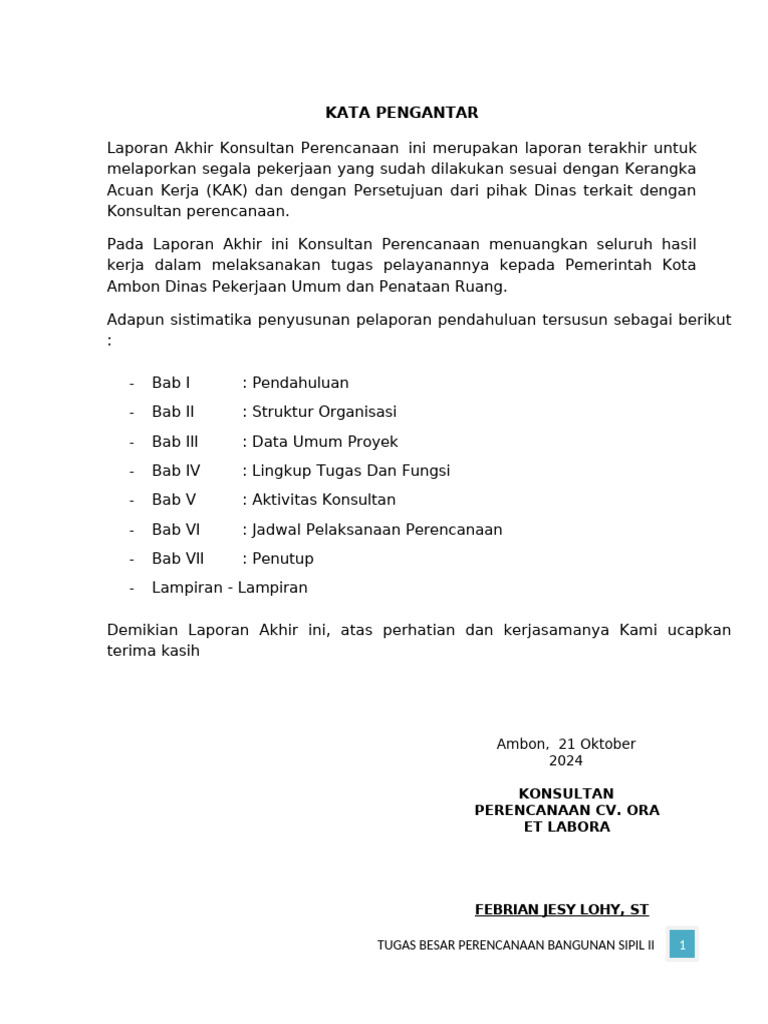 Contoh Dokumen Perencanaan Talud Penahan Tanah Di Kota Ambon. | PDF