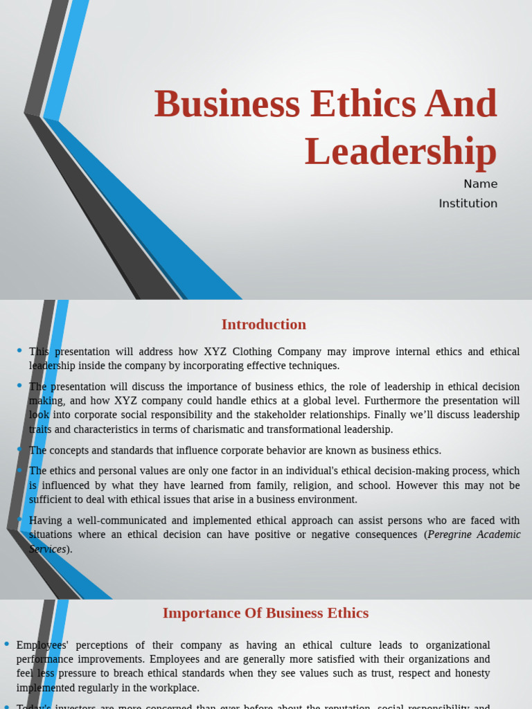 Enhancing Ethical Leadership in Business | PDF | Leadership | Corporate ...