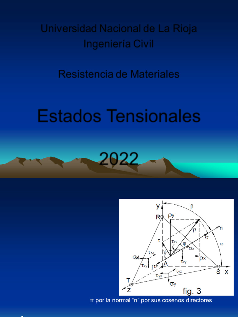 Estados Tensionales | PDF | Estrés (Mecánica) | Elasticidad (Física)