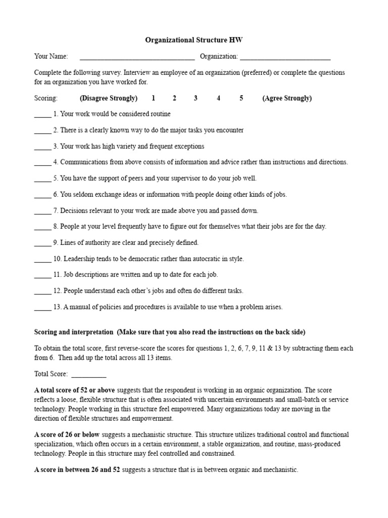 Organizational Structure Homework | PDF | Organizational Structure ...