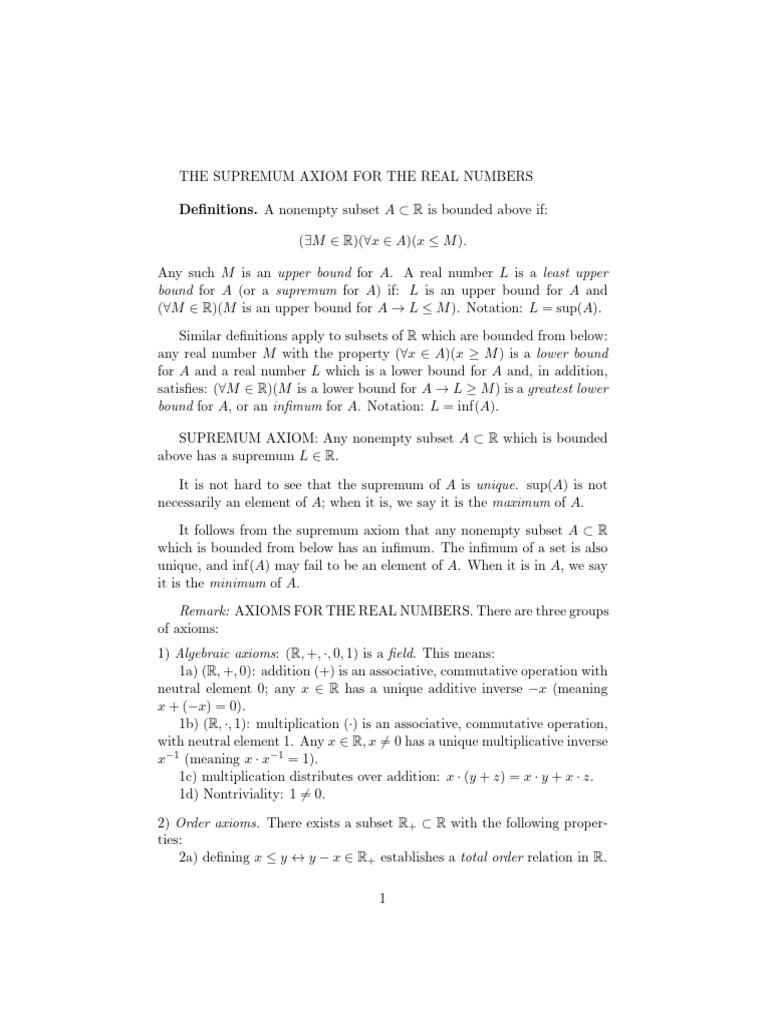 supremum | PDF | Algebra | Mathematical Analysis