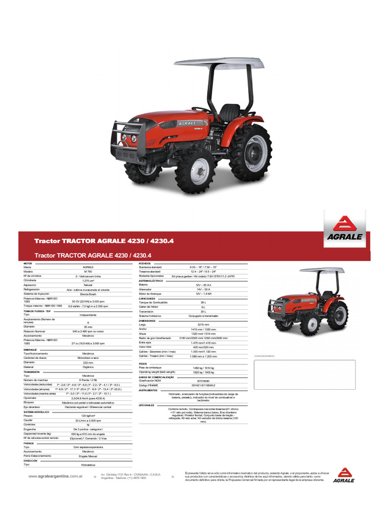 Agrale Argentina - Tractor Agrale 4230 42304 | PDF | Vehículos ...
