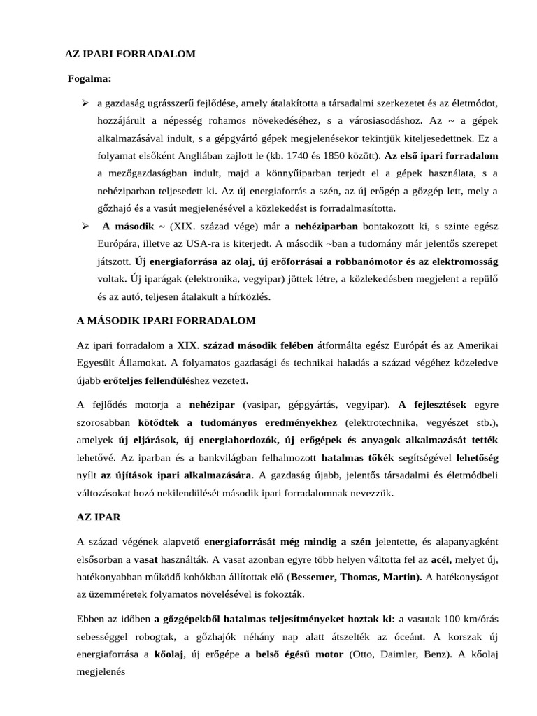 A Második Ipari Forradalom | PDF