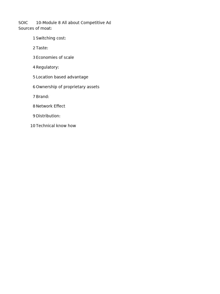Competitive Advantage Moats Explained | PDF