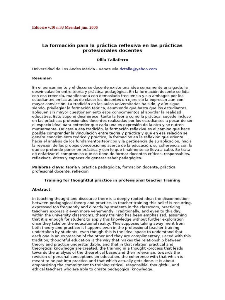 Educere-Practica Docente Reflexiva | PDF | Maestros | Enseñando
