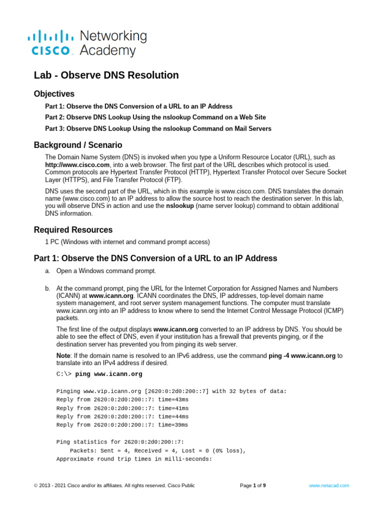 DNS Resolution Lab Guide | PDF | Domain Name System | I Pv6