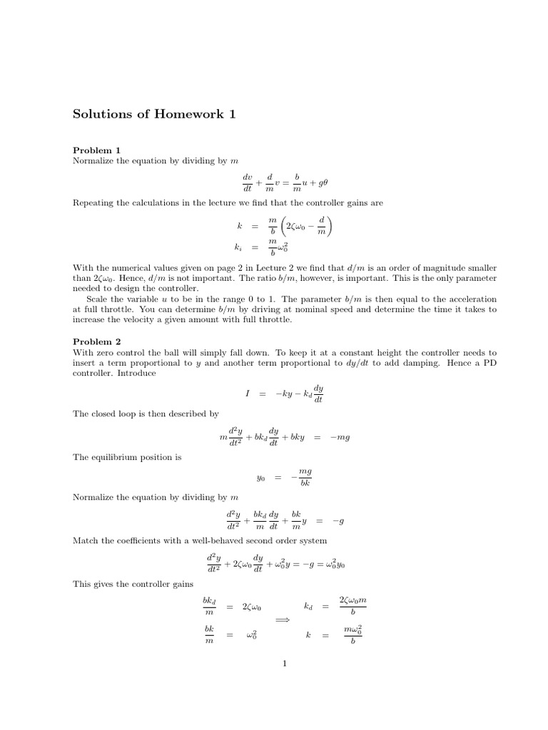 Homework 1 Solutions Overview | PDF | Applied And Interdisciplinary Physics | Applied Mathematics