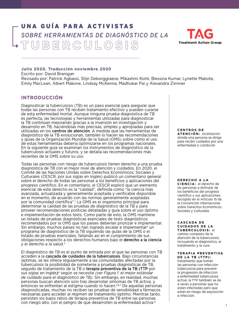 Activists Guide TB Diagnostic Tools Spanish | PDF | Tuberculosis ...