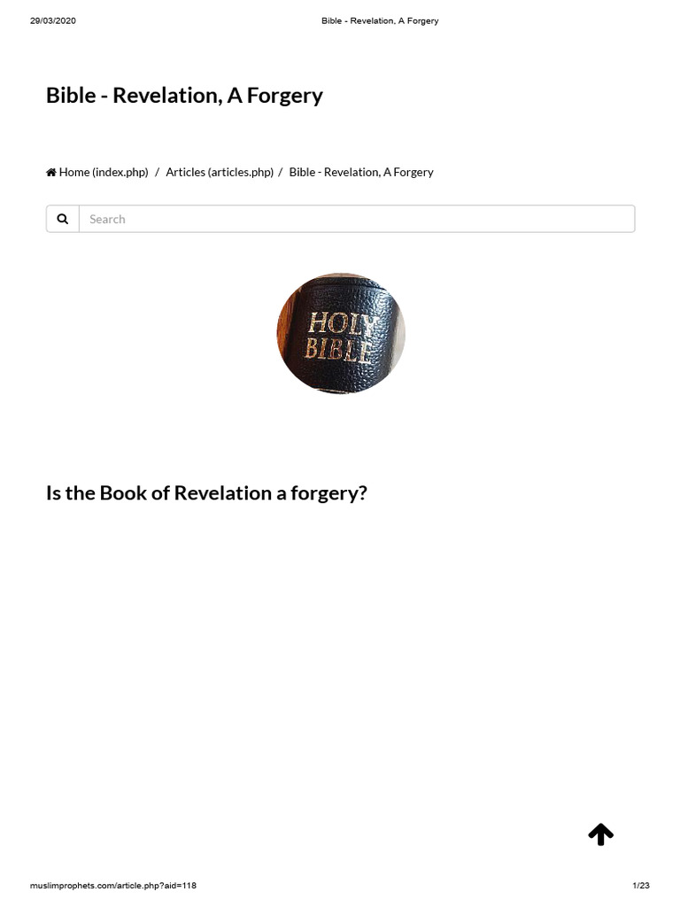 Bible - Revelation, A Forgery | PDF | Bible | Jesus