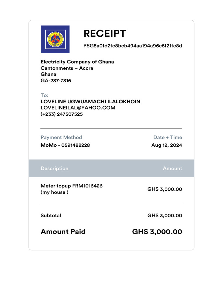 ECG PowerApp Receipt PSG | PDF