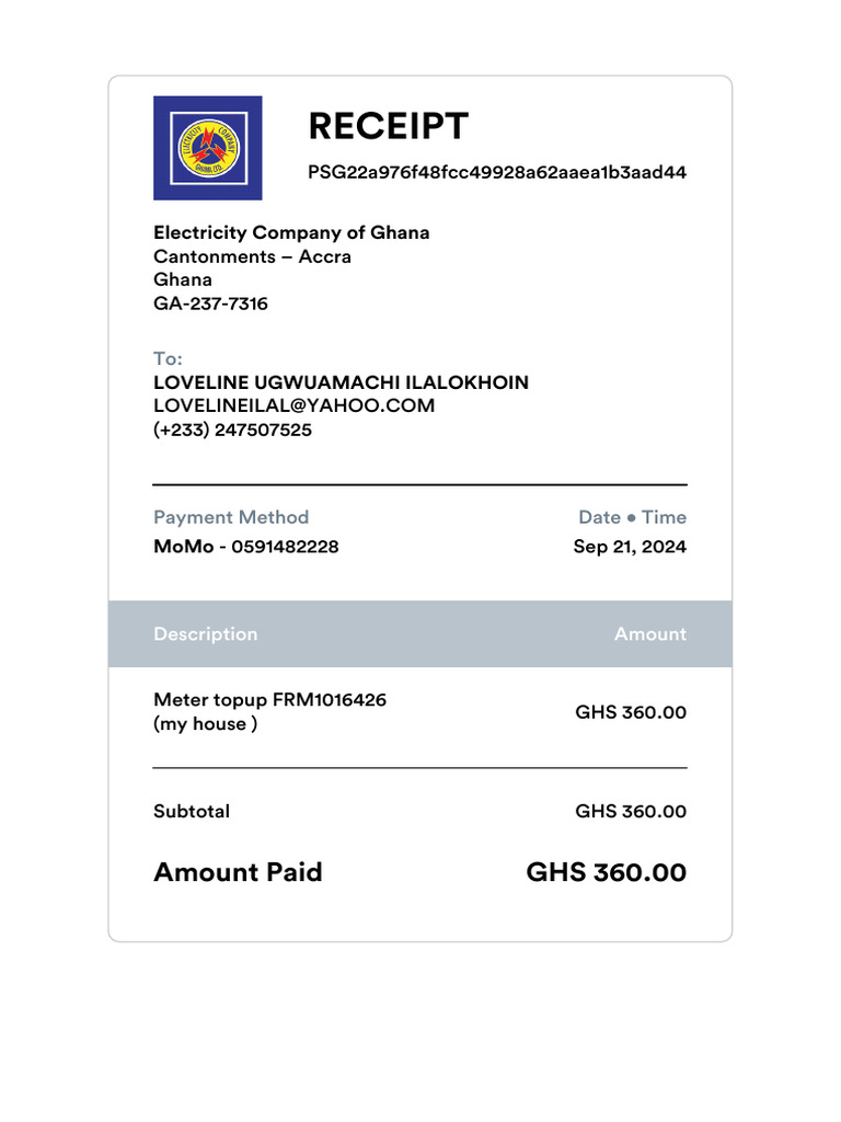 ECG PowerApp Receipt PSG | PDF