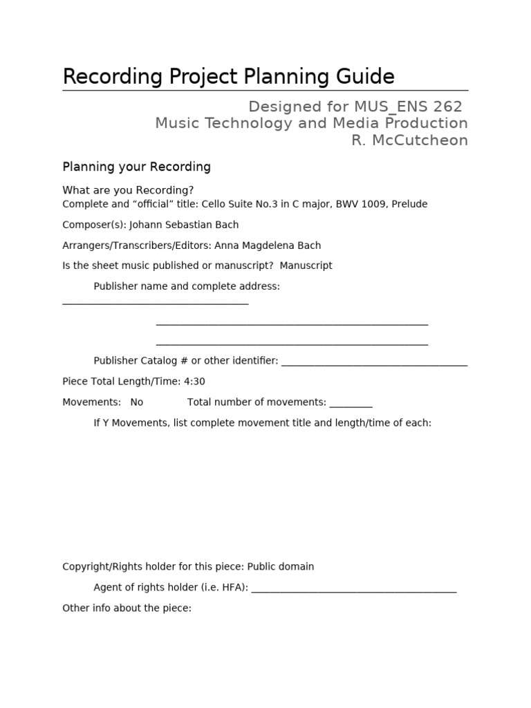 Recording Project Plan 1 | PDF | Microphone