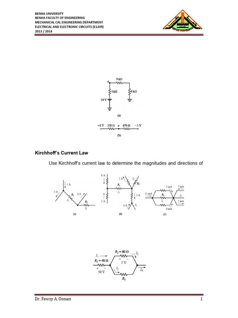 Electrical Circuit Analysis Exercises | PDF | Teaching Methods & Materials | Technology ...