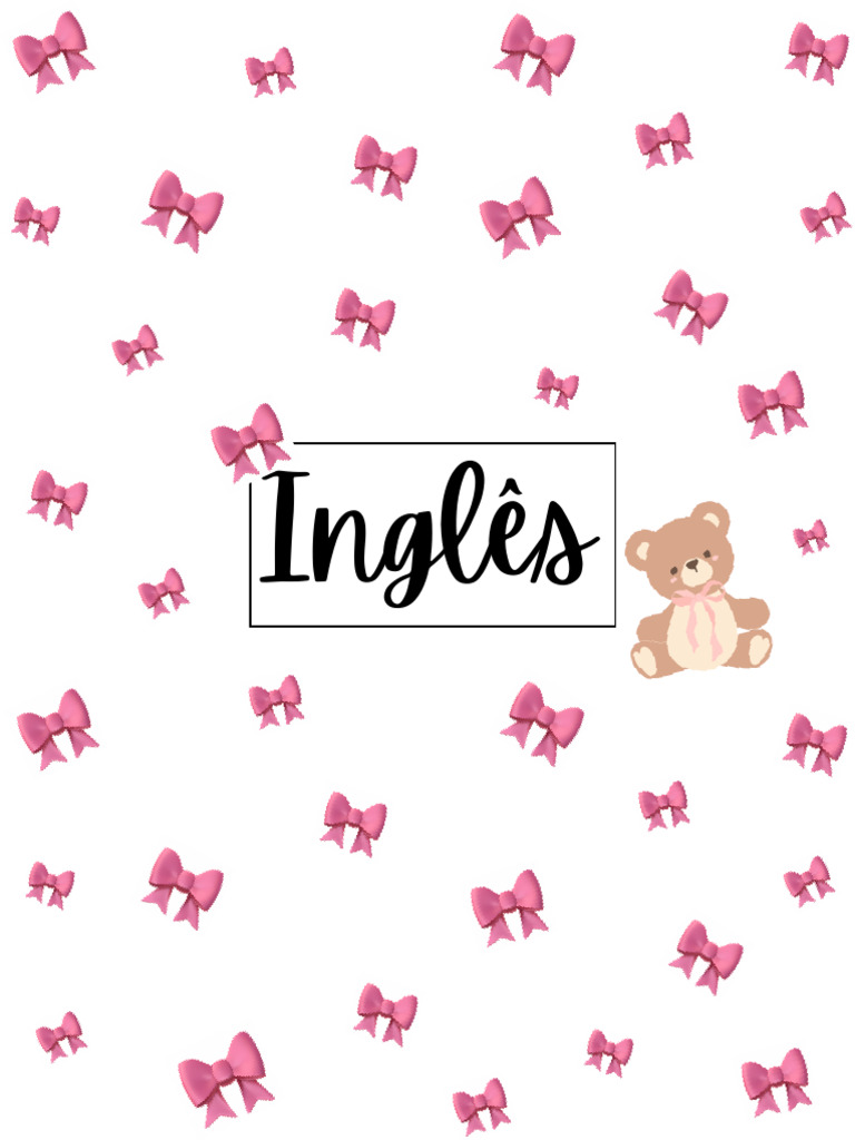 Capa de Caderno Ingles Ilustrado Rosa | PDF