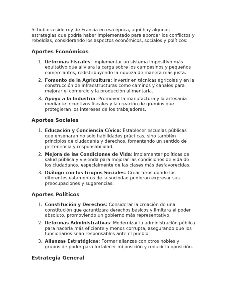 Estrategias de un Rey para Francia | PDF