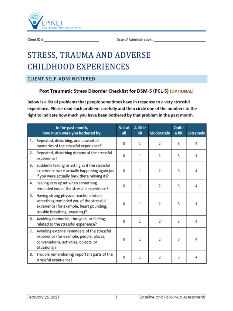 PCL 5 2 26 21 | PDF | Psychological Trauma | Abnormal Psychology
