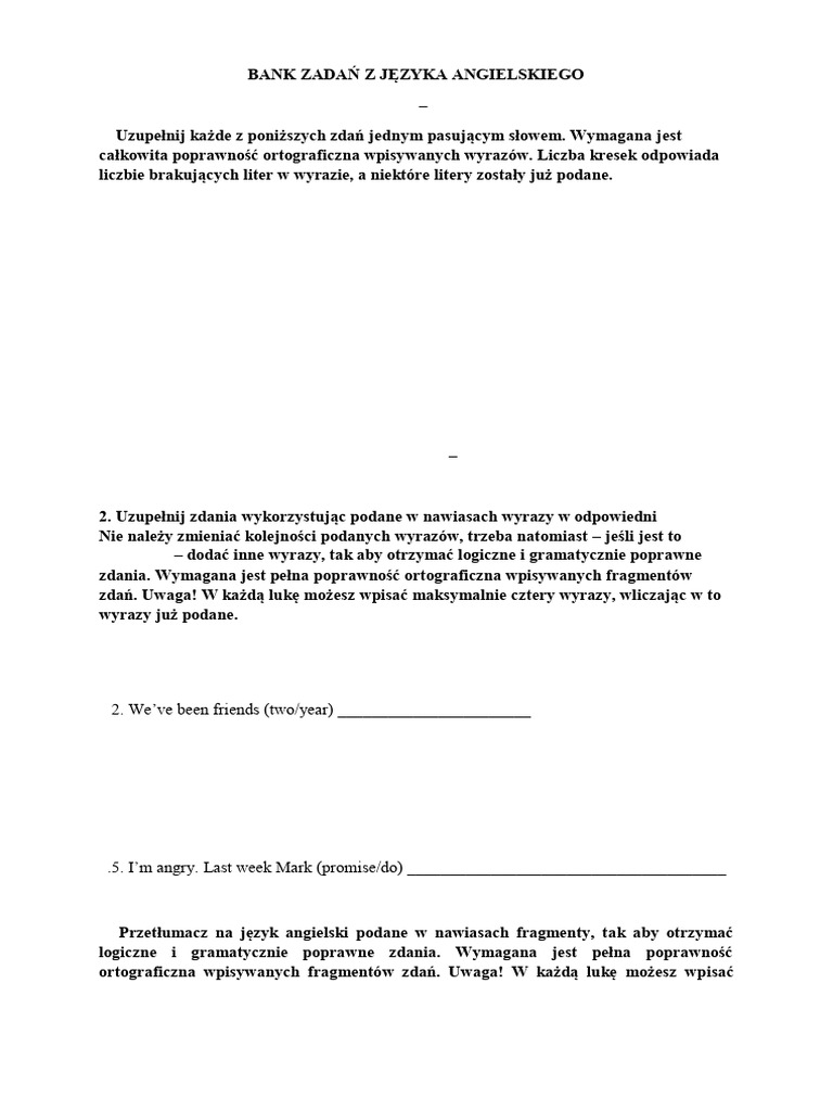 Bank Zadan Z Jezyka Angielskiego - Marzec | PDF